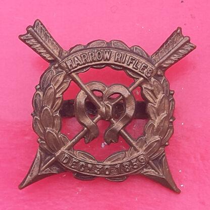 Harrow Rifles School – Officer’s Gilding Metal Small Size Cap Badge ...