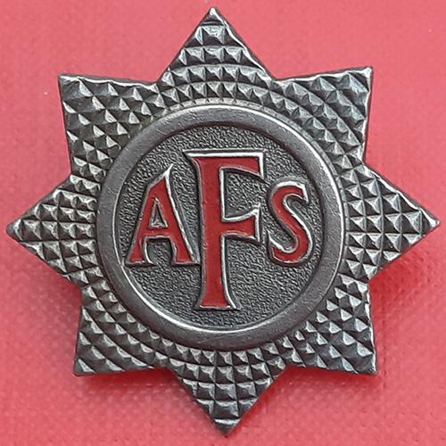 The Army Fire Service – White Metal Cap Badge. – Steady The Buffs Militaria